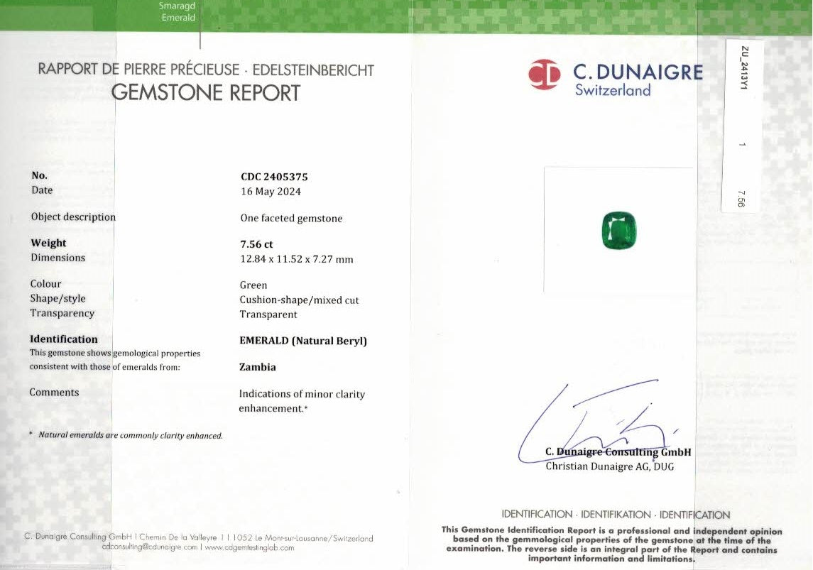 12.84x11.52x7.27mm Octagon Emerald (1 pc 7.56 ct) – Real Gems Inc.